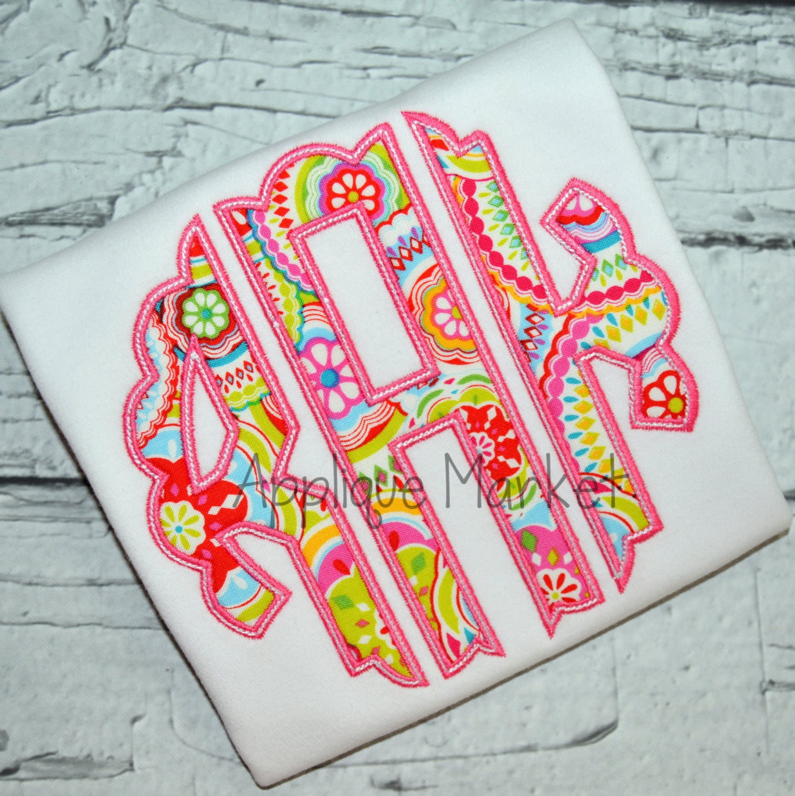 Machine Embroidery Design Round Scallop Applique Monogram Font - Etsy