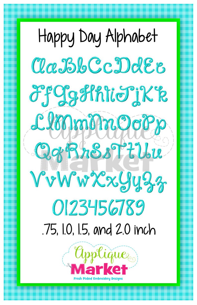 Machine Embroidery Design Happy Day Alphabet Font INSTANT - Etsy