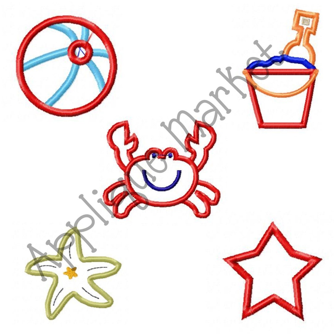 Machine Embroidery Design Applique Beach Mini Apps INSTANT DOWNLOAD - Etsy