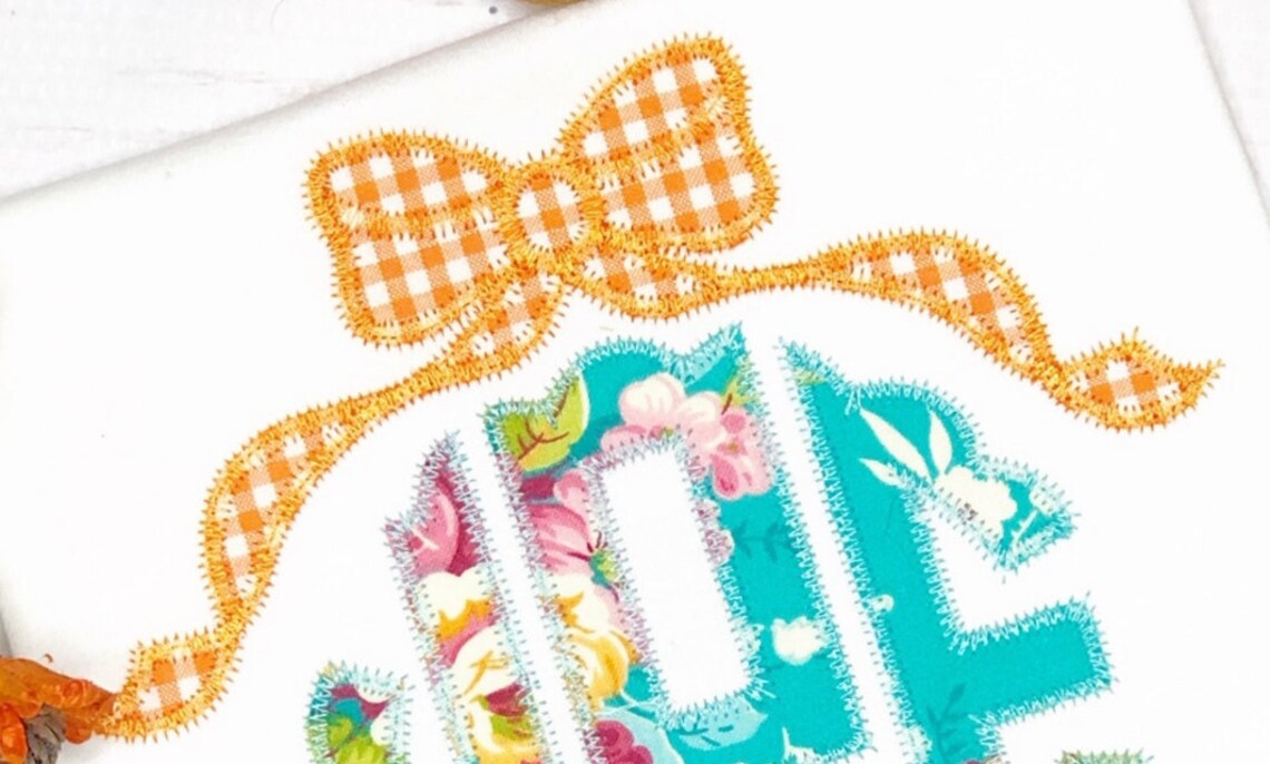 Machine Embroidery Design Bow Monogram Topper Zig Zag INSTANT DOWNLOAD ...