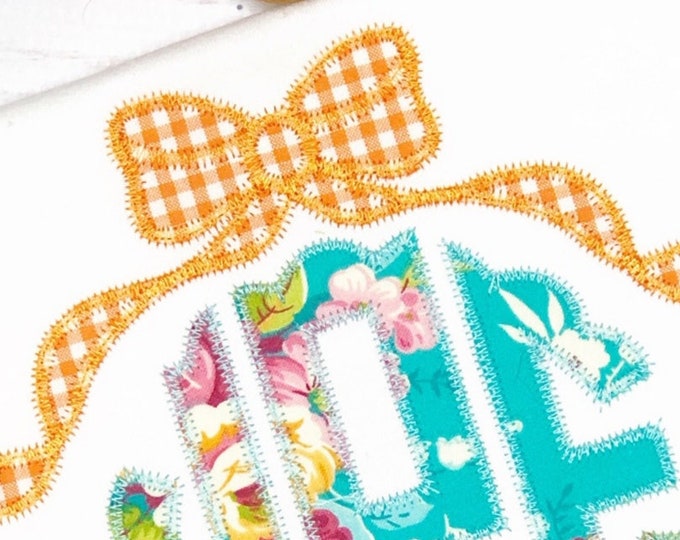 Machine Embroidery Design Bow Monogram Topper Zig Zag INSTANT DOWNLOAD ...