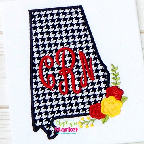 Alabama State Applique Embroidery Design. Machine Embroidery - Etsy