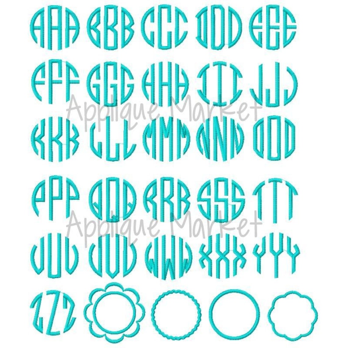 Machine Embroidery Design Embroidery Round Monogram Satin Font INSTANT ...