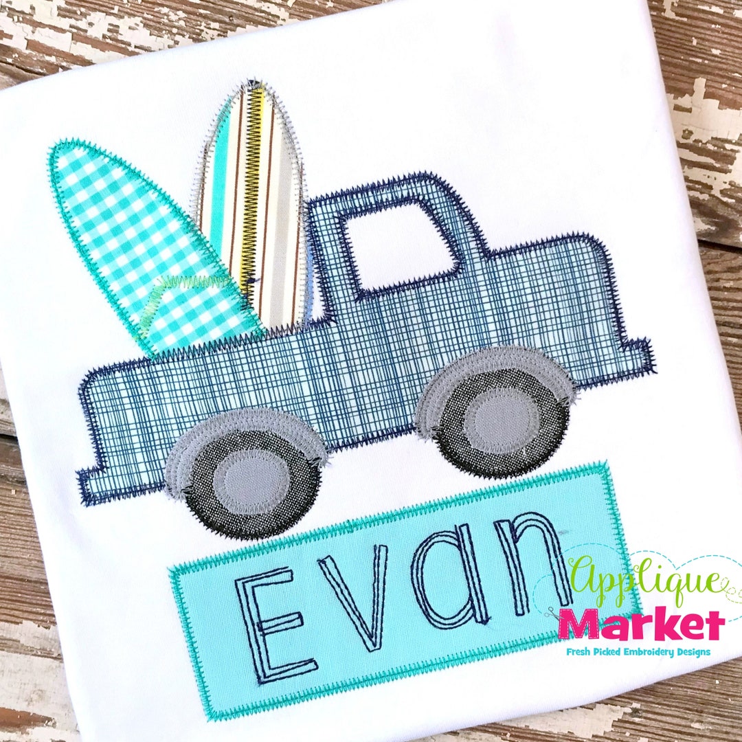 Machine Embroidery Design Applique Truck Surf Zig Zag Stitch INSTANT ...
