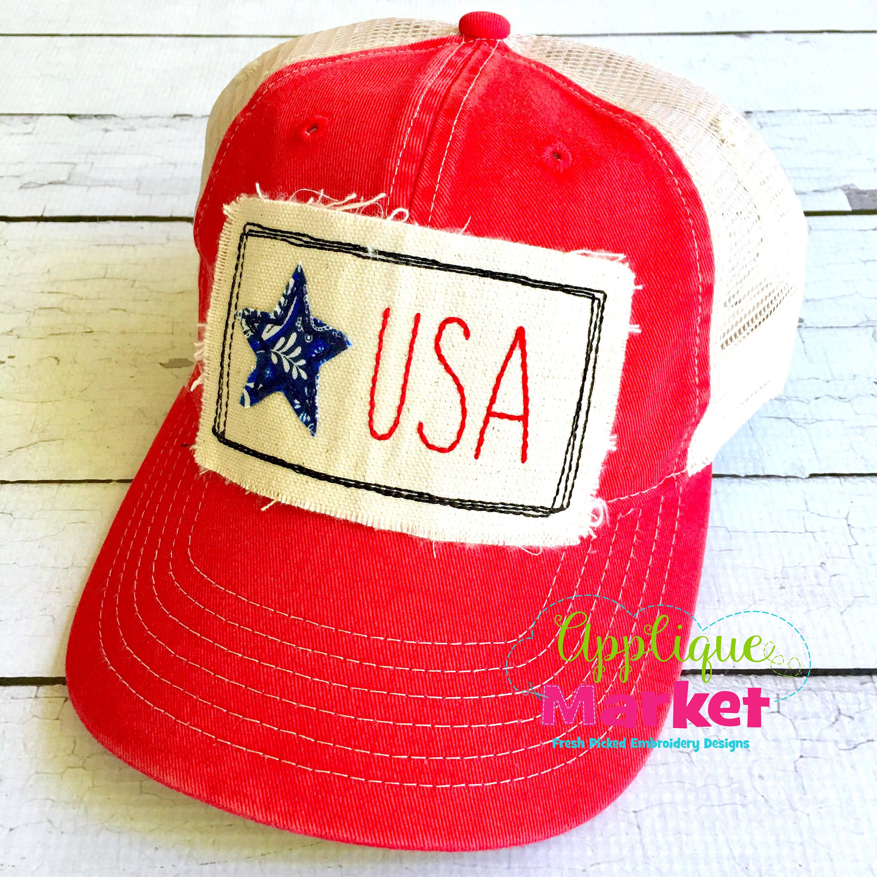 Machine Embroidery Applique Design Rectangle Star Hat Patch INSTANT ...