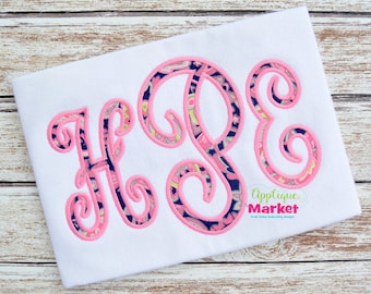 Machine Embroidery Design Casual Cursive Applique Alphabet Zig Zag Font ...
