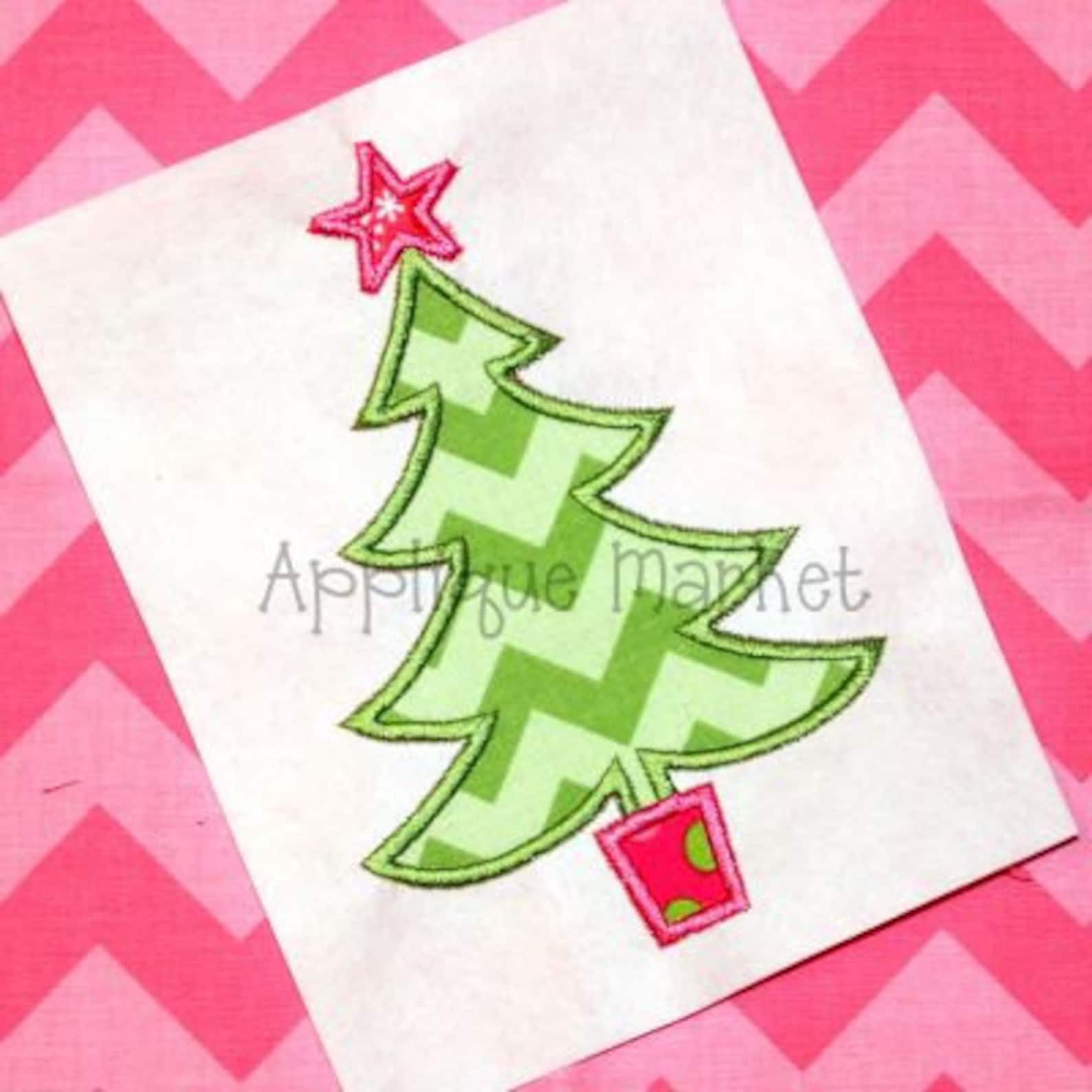Machine Embroidery Design Applique Christmas Tree 5 INSTANT | Etsy