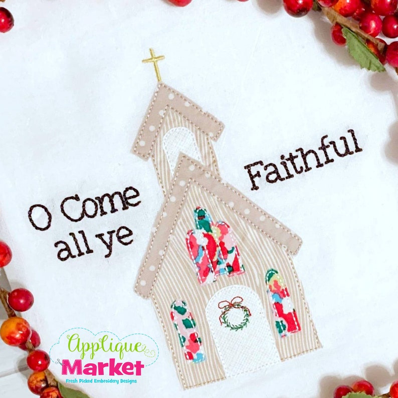 Machine Embroidery Design Applique Christmas Church Bean - Etsy