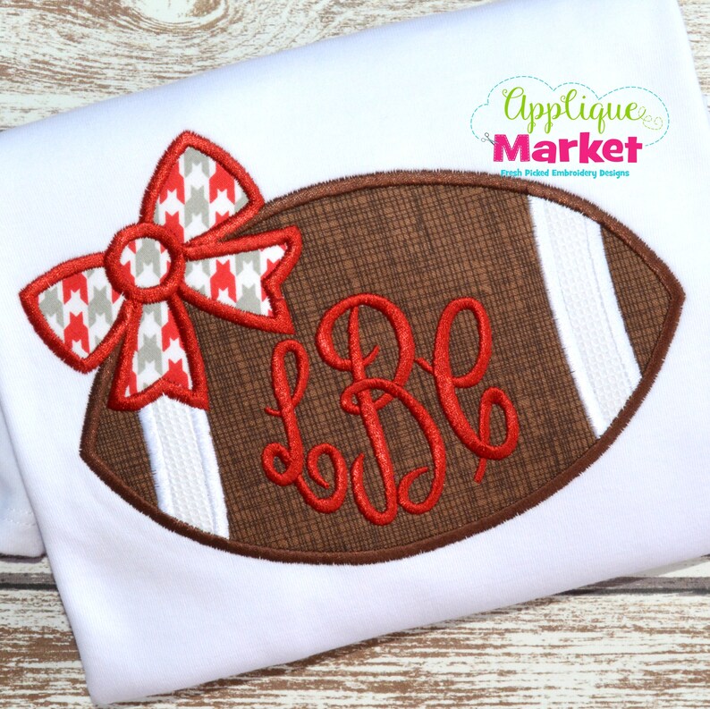 Machine Embroidery Design Applique Football Bow INSTANT - Etsy