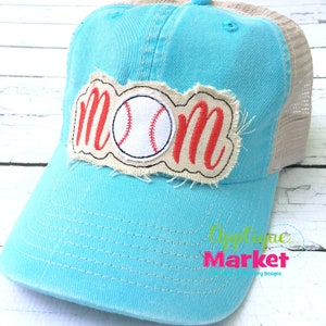 Machine Embroidery Applique Design Baseball Mom Hat Patch - Etsy