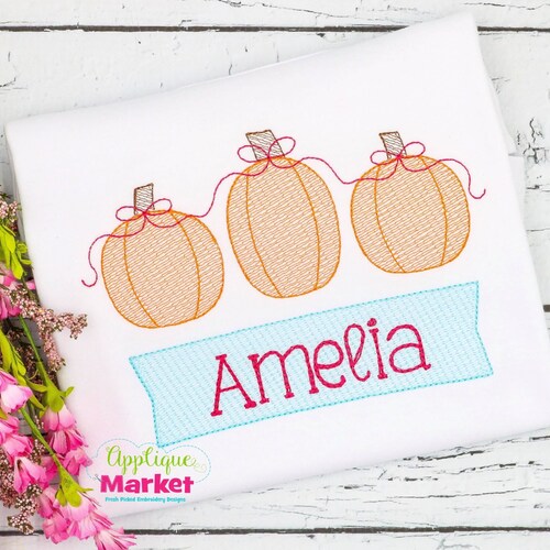 Machine Embroidery Design Stacked Pumpkins Sketch INSTANT - Etsy