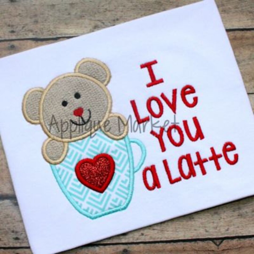 Machine Embroidery Design Applique Bear Latte INSTANT DOWNLOAD - Etsy