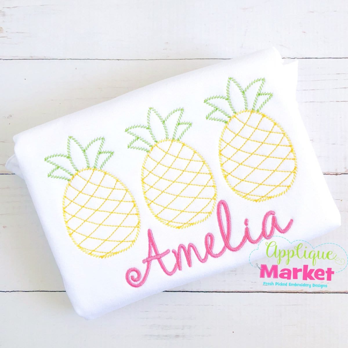 Machine Embroidery Design Pineapple Trio Vintage Stitch | Etsy