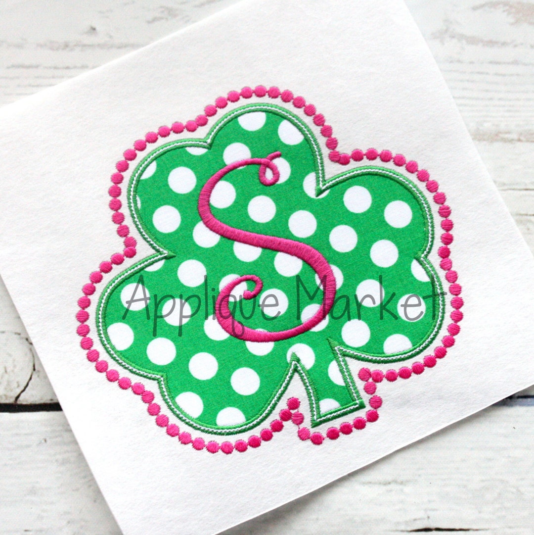 Machine Embroidery Design Applique Shamrock Frame Beaded INSTANT ...