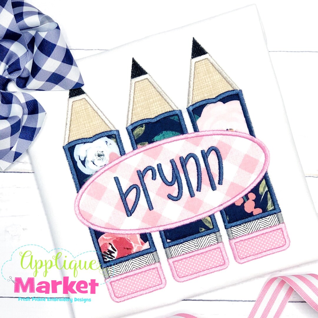 Machine Embroidery Design Embroidery Pencil Trio Satin Applique INSTANT ...