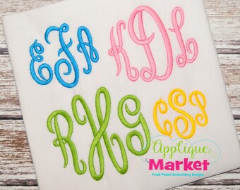 Machine Embroidery Design Fishtail Monogram Applique Font INSTANT ...
