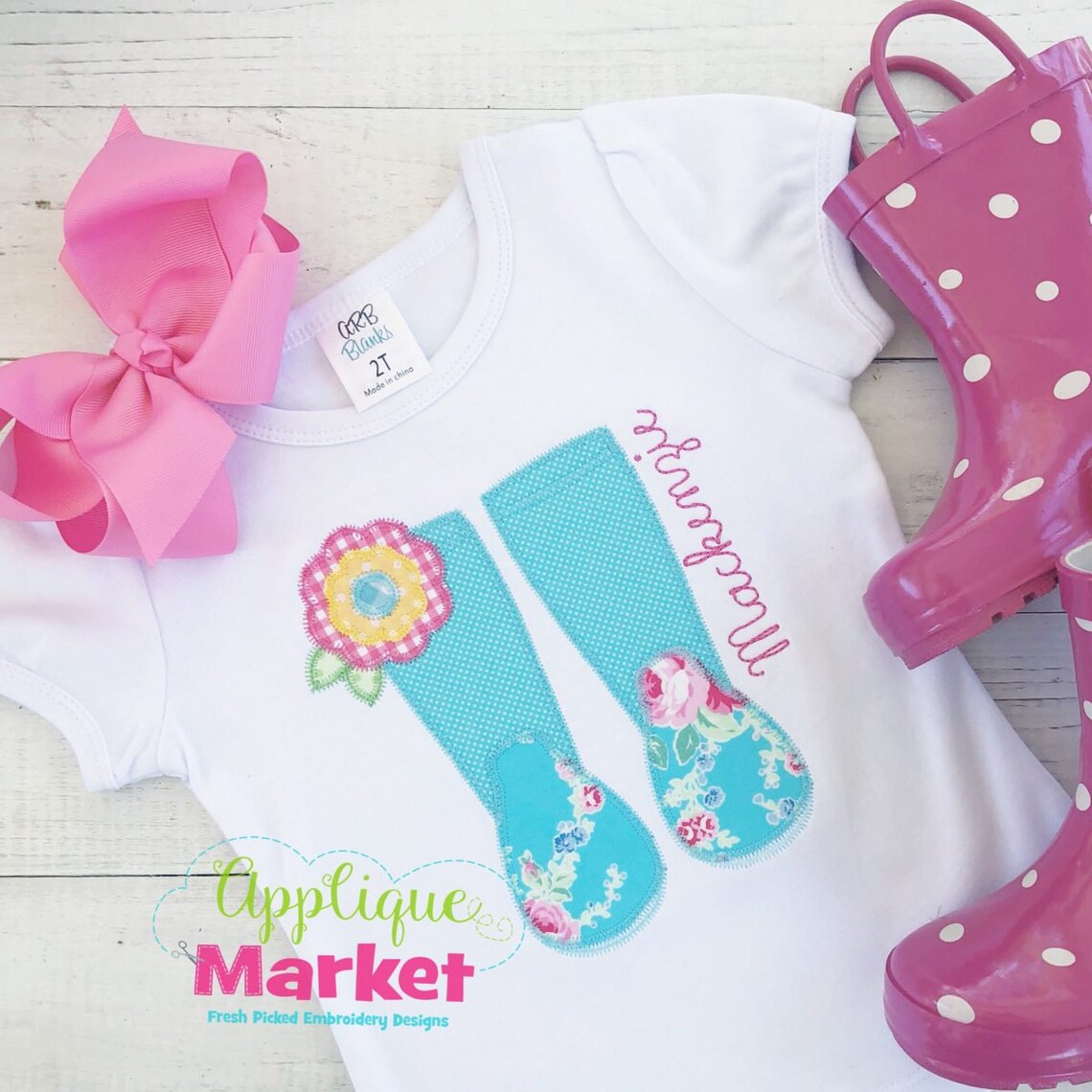 Machine Embroidery Design Embroidery Rain Boot Vintage Flower - Etsy