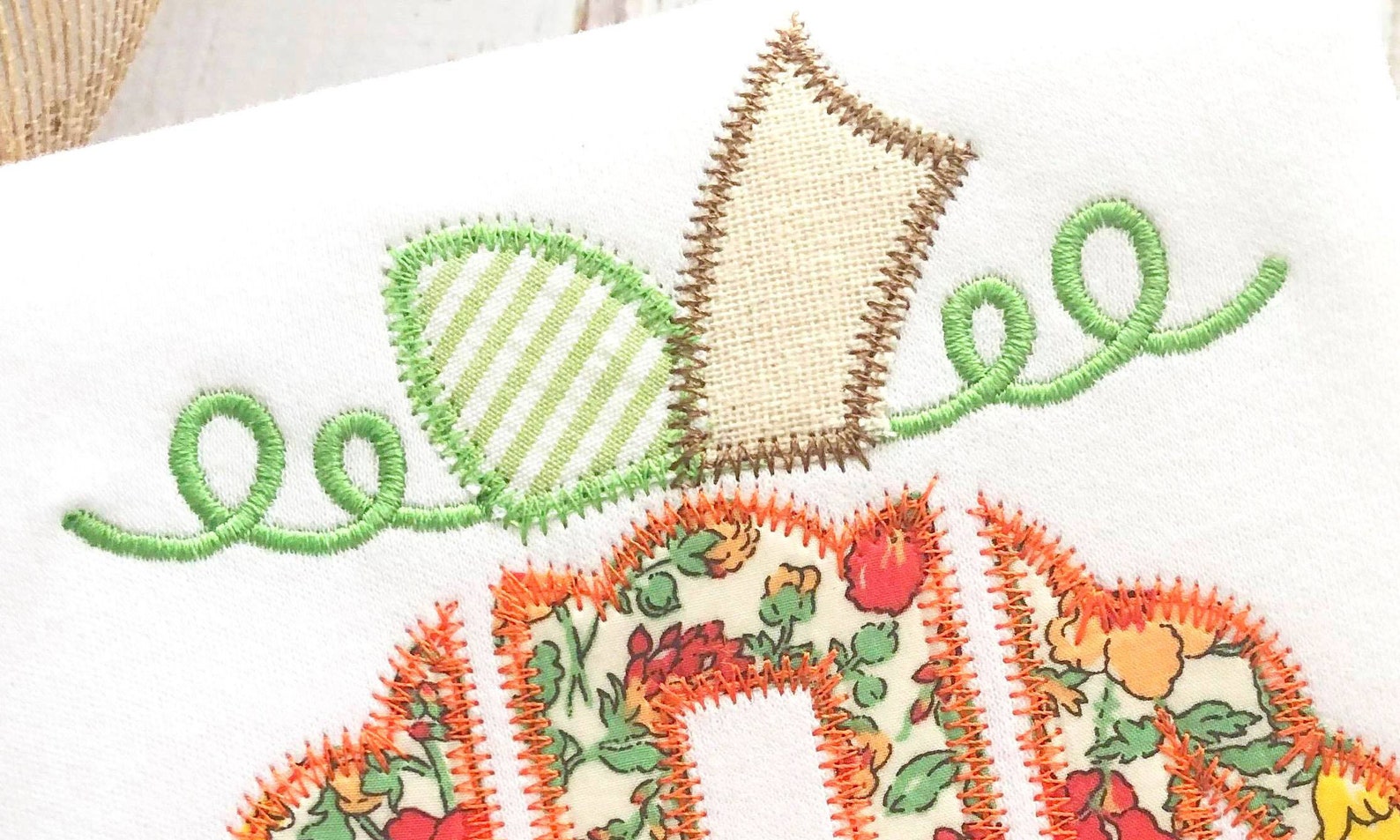Machine Embroidery Design Pumpkin Monogram Top Topper Zig Zag INSTANT ...