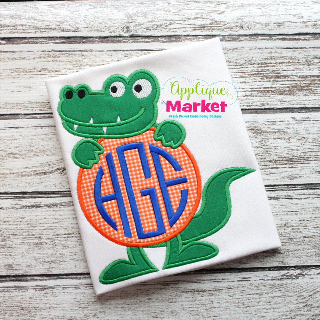 Machine Embroidery Design Embroidery Gator Monogram Circle INSTANT ...