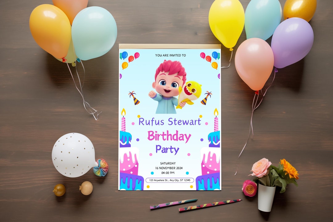 BEBEFINN Kids Editable Birthday Invitation Canva Templates Instant ...