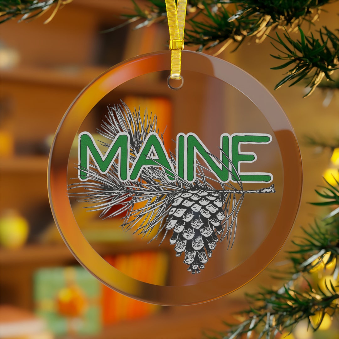 Maine Pine Cone Glass Ornament, Maine State Flower, Maine Gift, Holiday ...