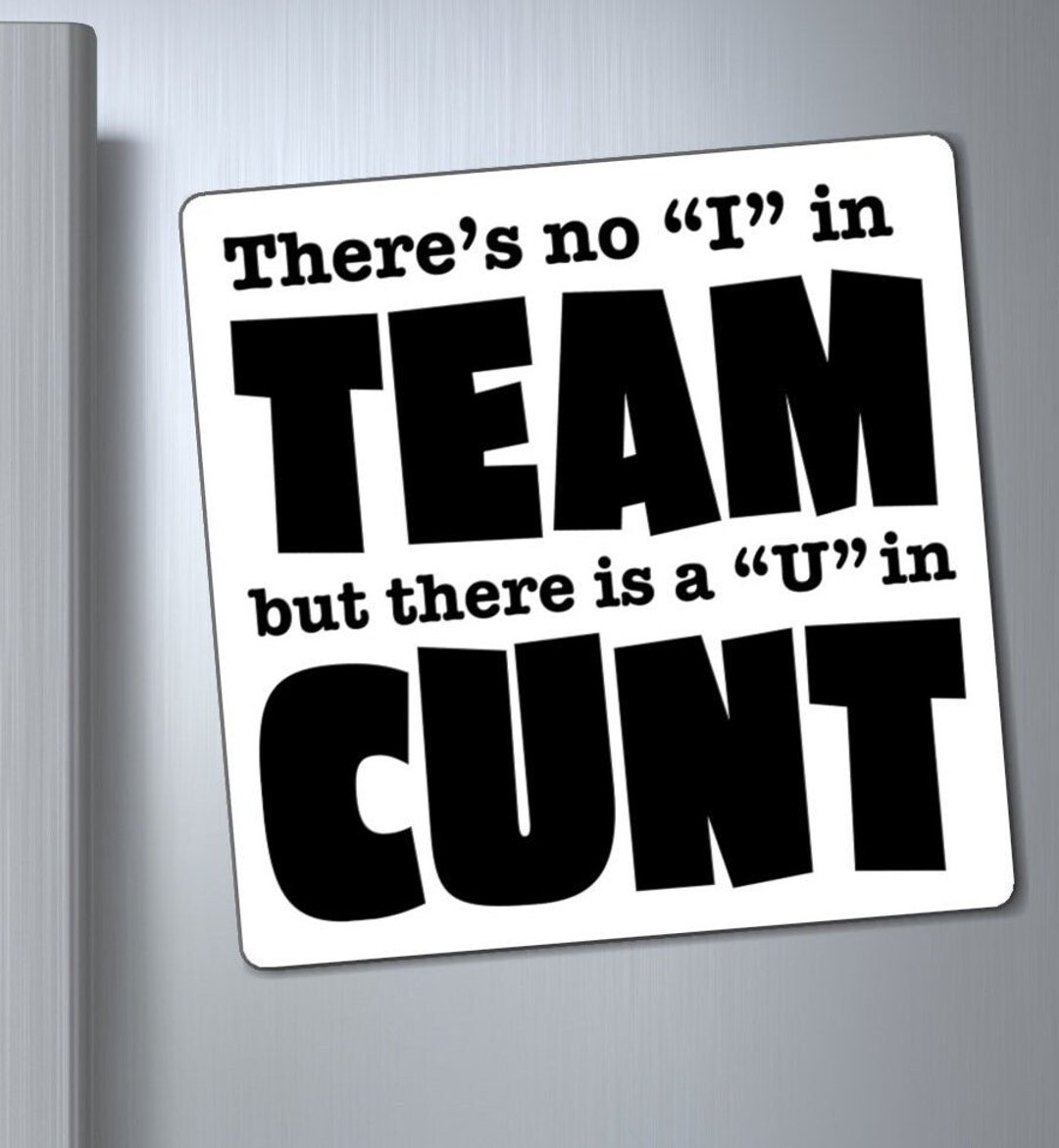 Offensive Magnet, There's No "i" in Team, but There is a "u" in CUNT ...