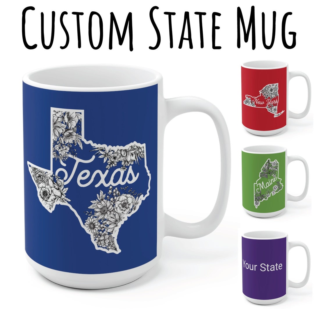 All 50 States, Custom Wildflowers State Mug, Personalized State Map Mug ...