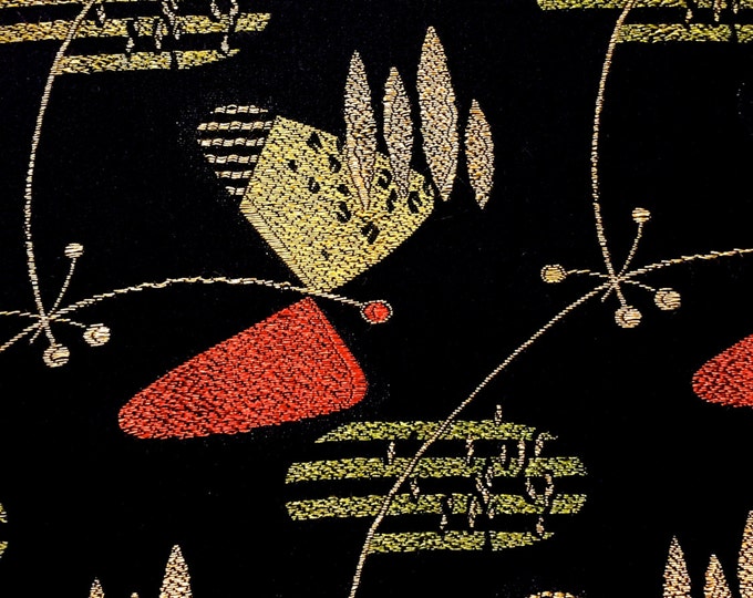 Mid Mod 50s Atomic Space Age Barkcloth Fabric// Eames Era Cotton Blend ...