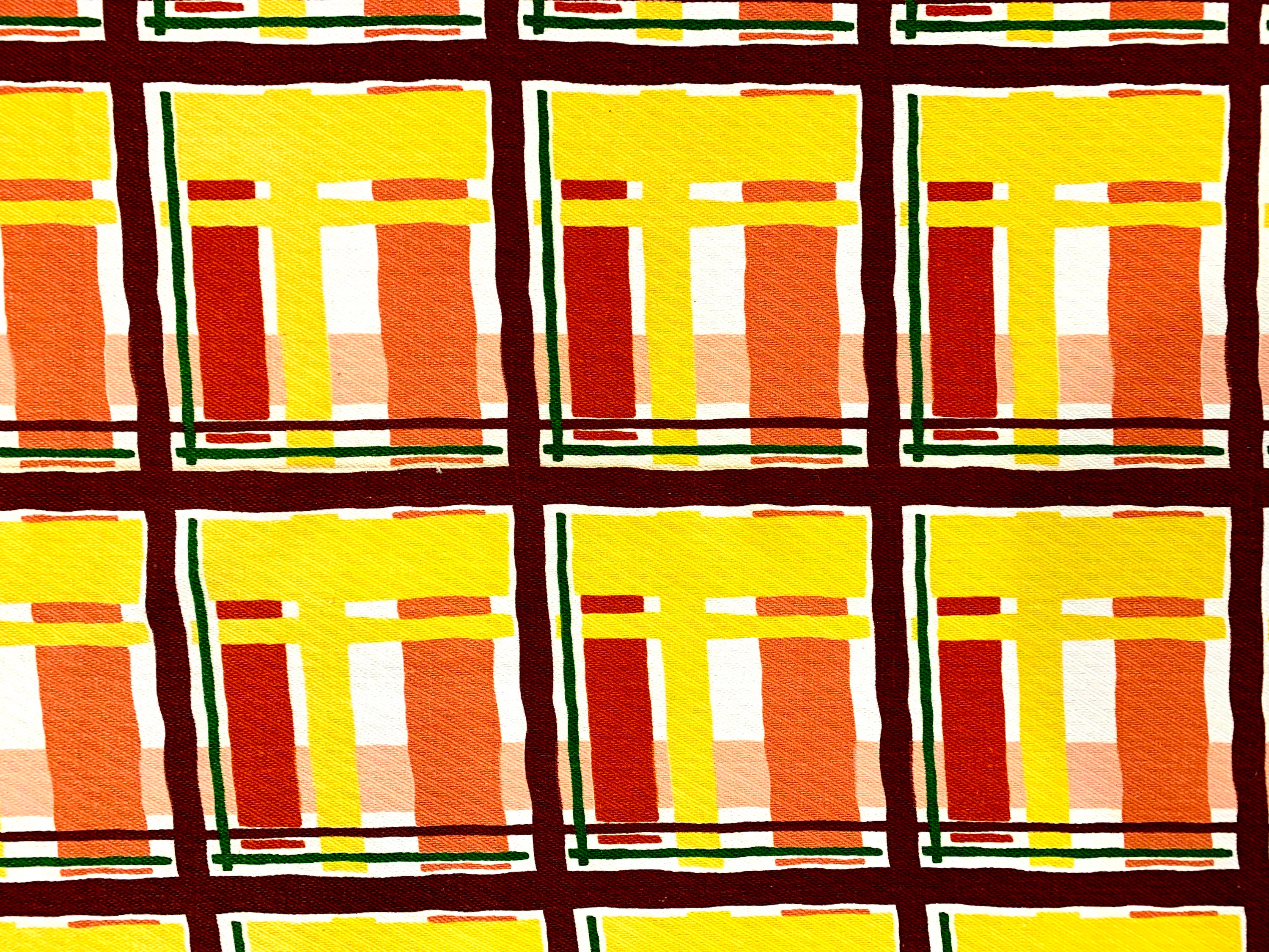 A Mid Century Mod take on a Colonial Plaid Design/ Vintage Barkcloth ...