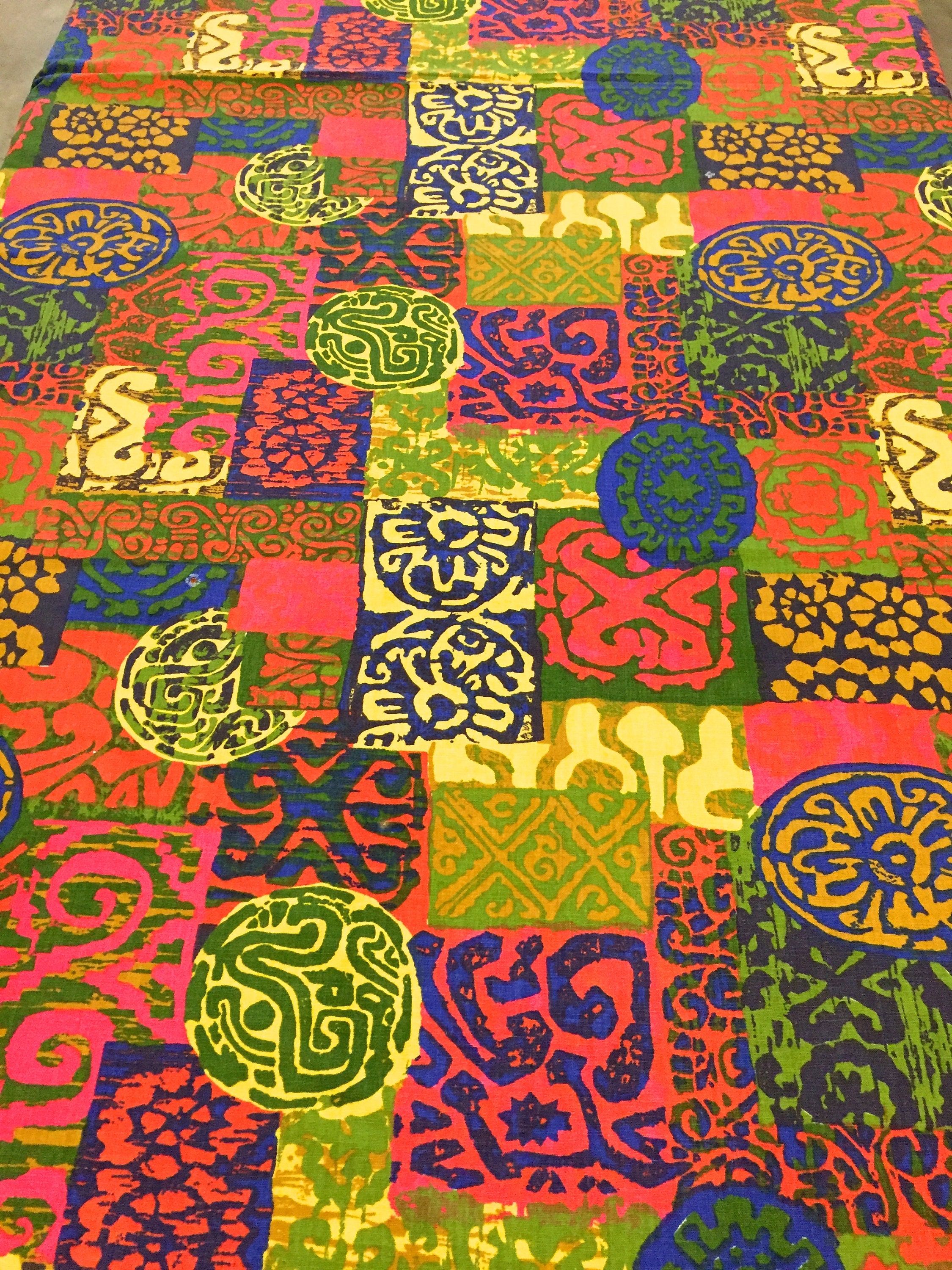 Psychedelic 60s Neon Orange Hippie Fabric Op Art Explosion with an ...