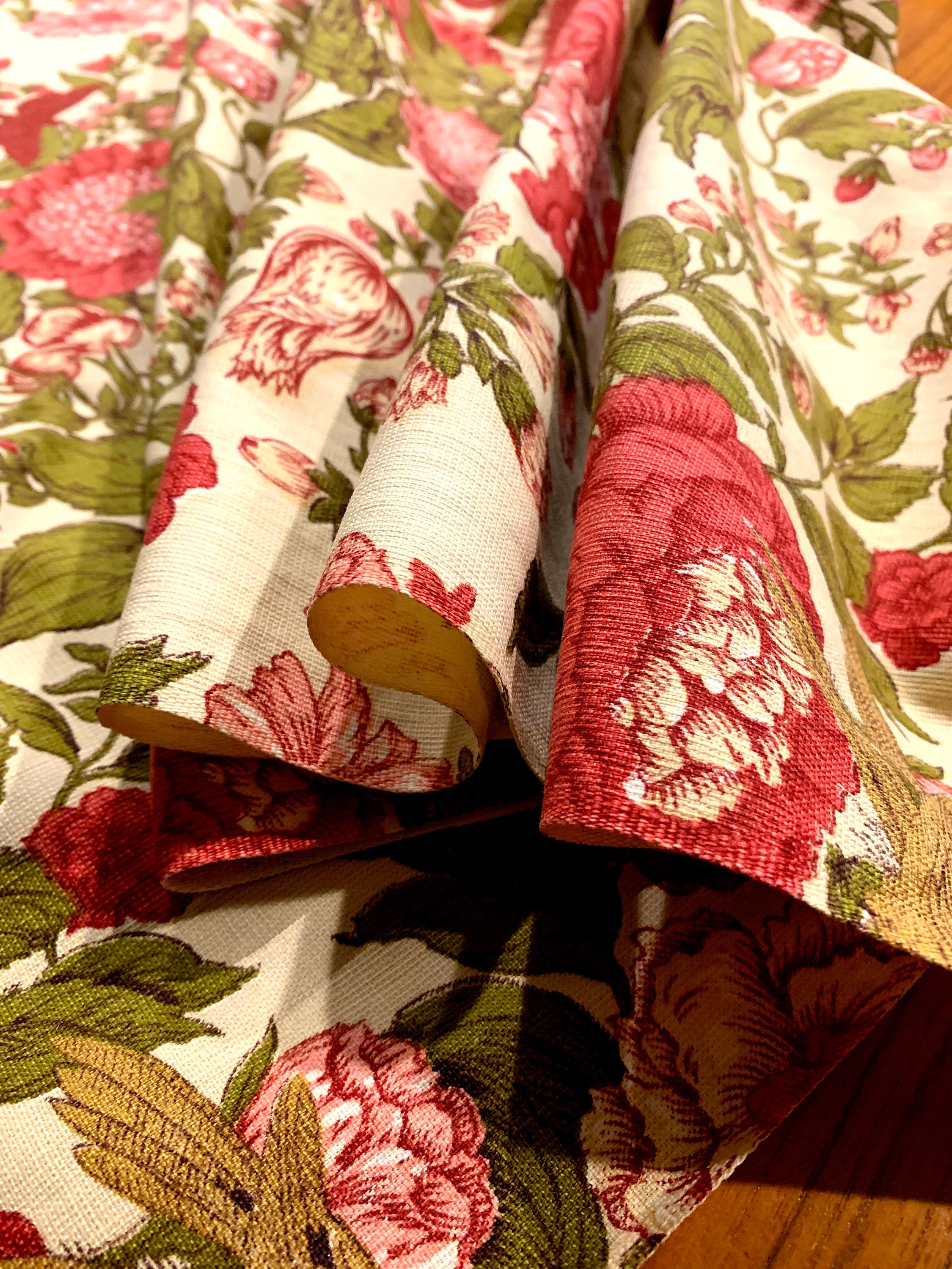 Fab 40s Floral Barkcloth Fabric featuring Birds, Butterflies, and ...