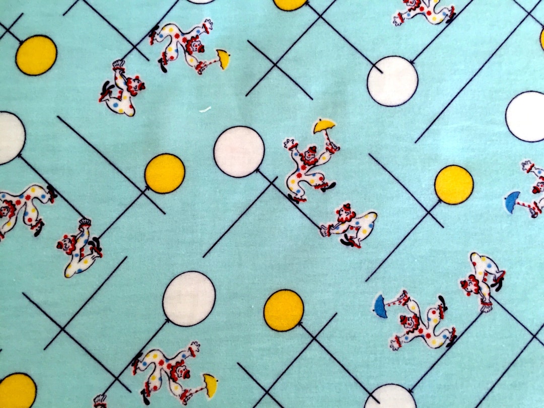 50s Clown Fabric: VTG Cotton Flannel Yardage, Children's Apparel - Etsy