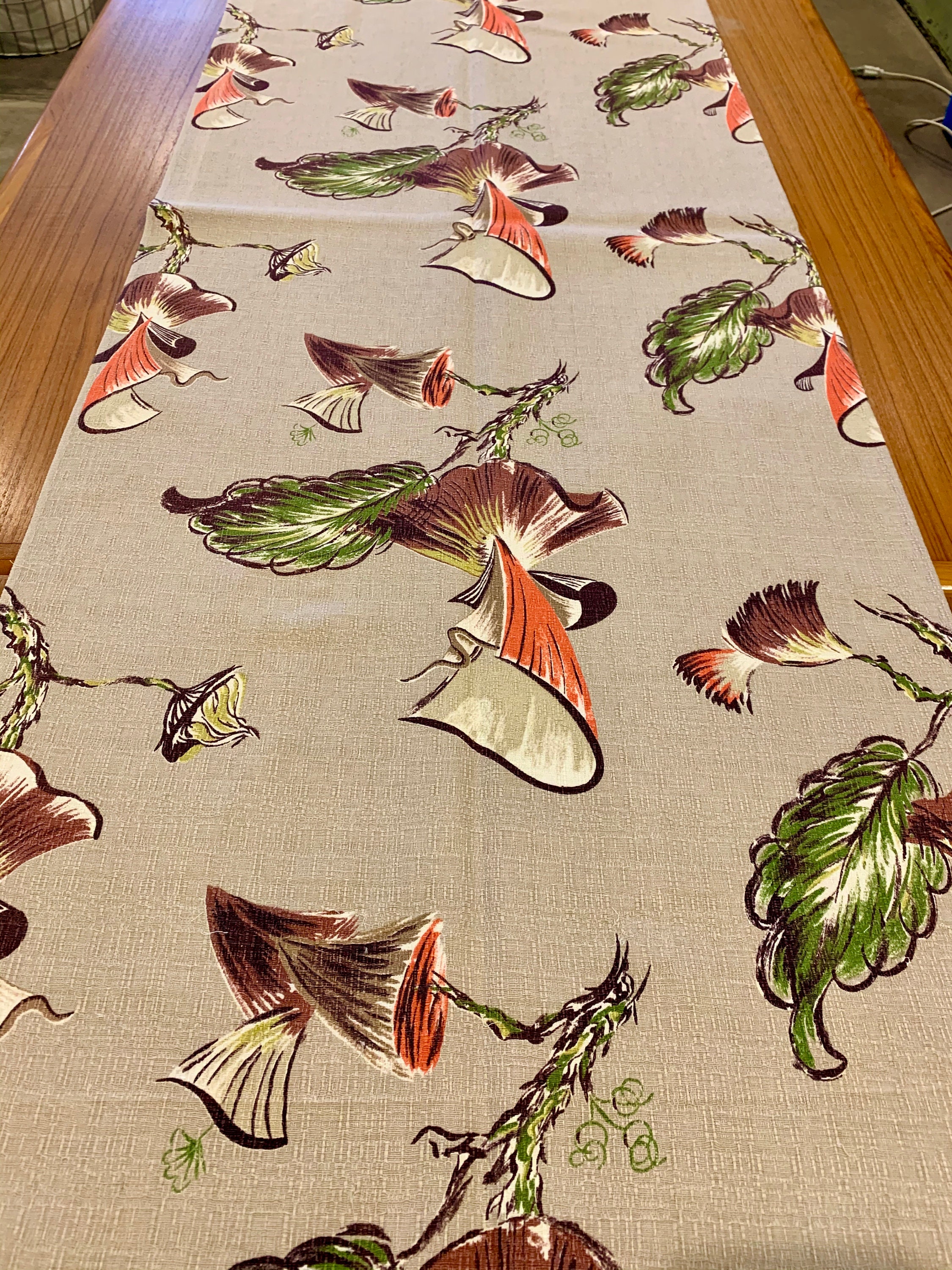 Vintage 50s Tropical Barkcloth with a Whimsical Twist// Mid Century ...