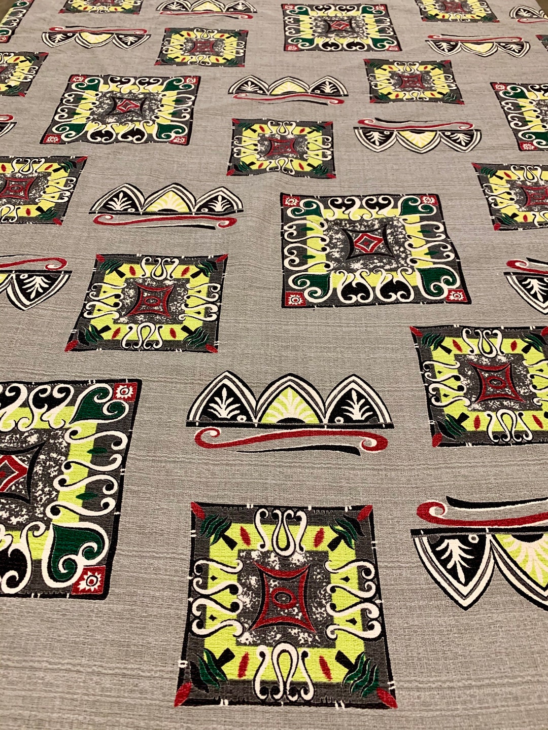 50s Mid Century Mod Atomic Tiki Fabric/ Eames Era Abstract Design ...