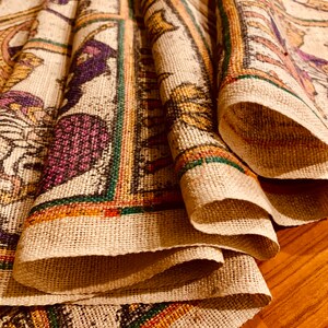 Vintage 1970s Linen Fabric/ Medieval Royalty Masterpiece/burlap Yardage ...