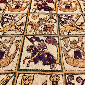 Vintage 1970s Linen Fabric/ Medieval Royalty Masterpiece/burlap Yardage ...