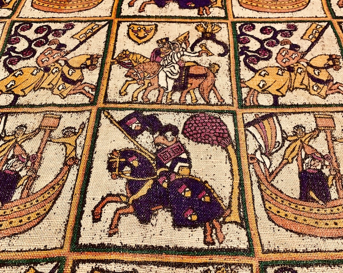 Vintage 1970s Linen Fabric/ Medieval Royalty Masterpiece/burlap Yardage ...