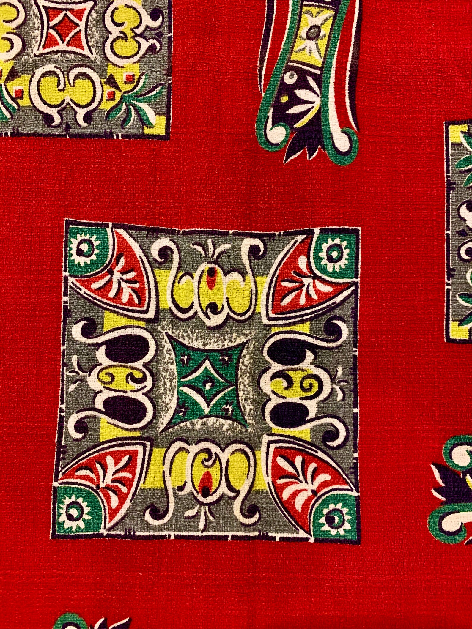 50s Mid Century Mod Atomic Tiki Barkcloth Fabric/ Eames Era - Etsy