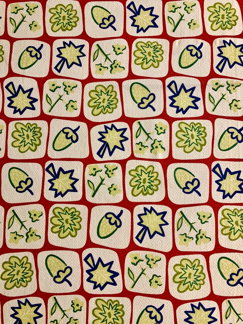 Vintage 1950s Wacky Botanical Barkcloth Fabric/ Cotton | Etsy