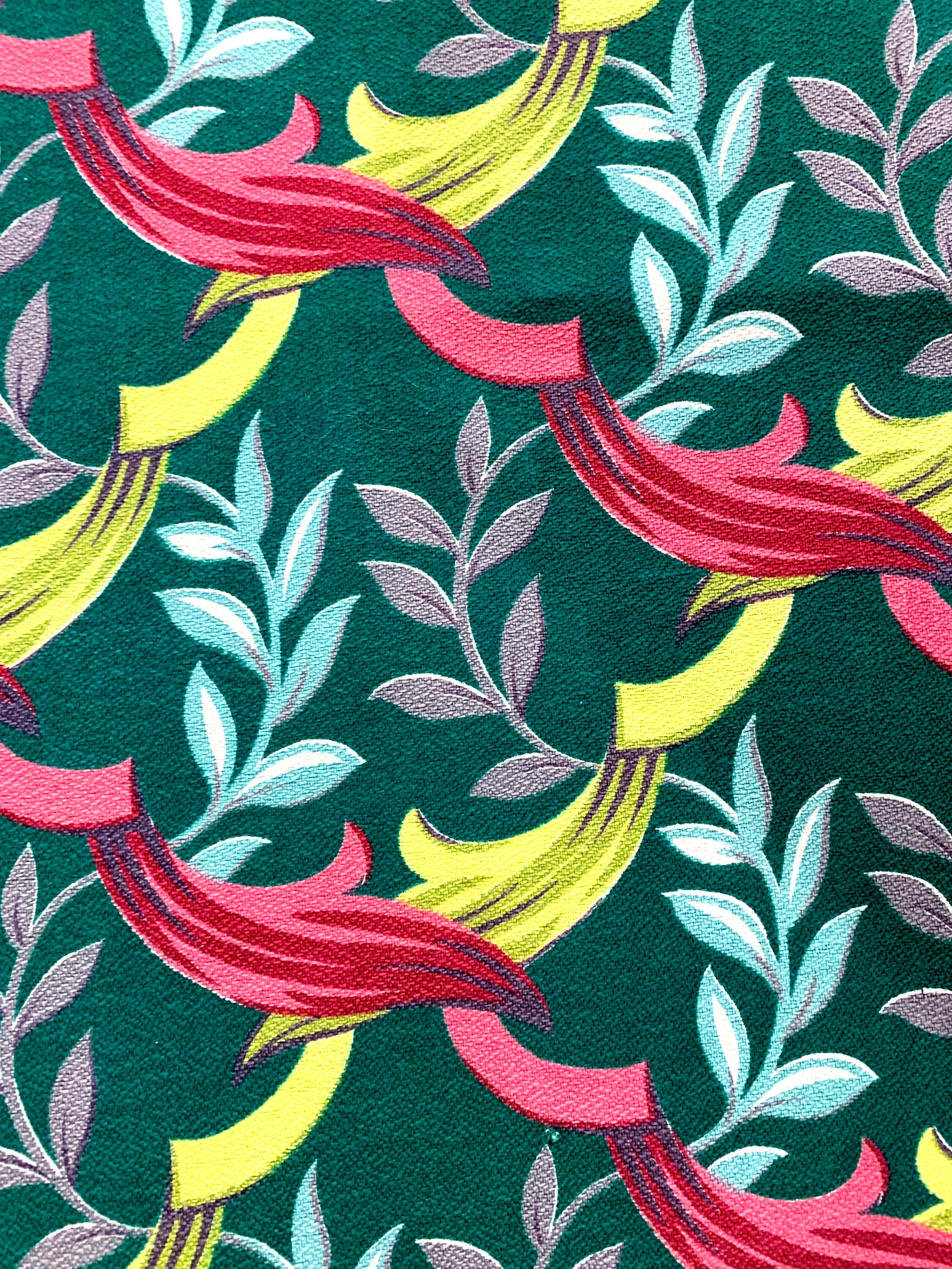 Spectacular 50s MCM Barkcloth Fabric/ Eames Era Design Ribbons and ...