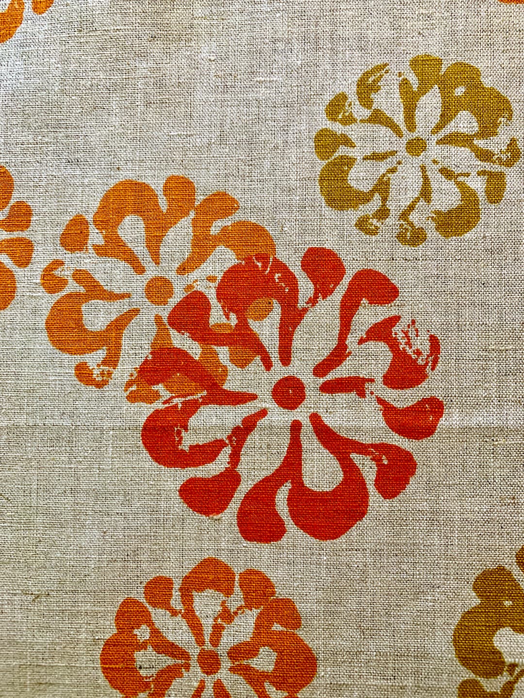 Spectacular 60s Flower Power Hippie Fabric/ Cotton-linen Yardage for ...