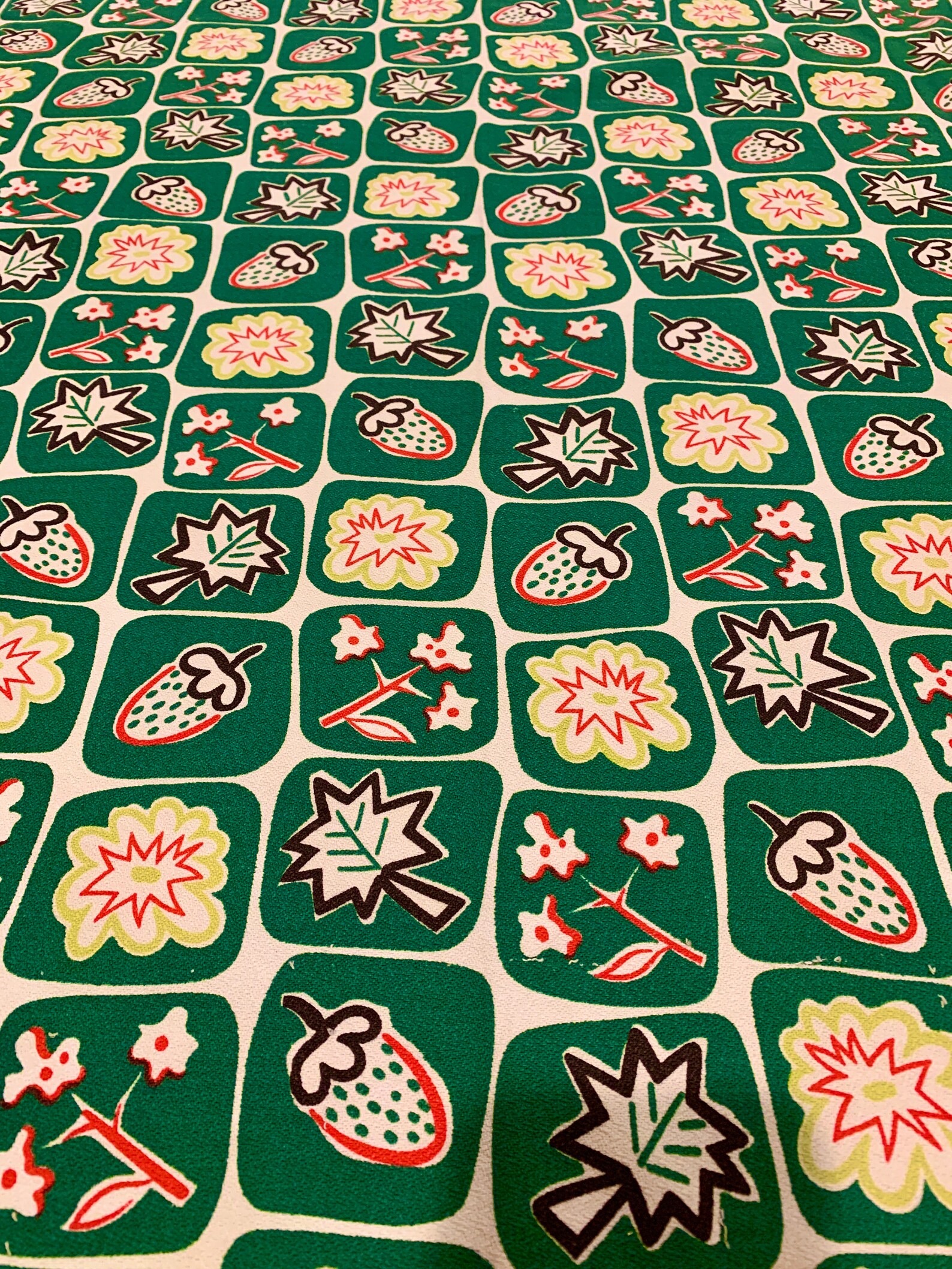 Vintage 1950s Wacky Botanical Barkcloth Fabric/ Cotton | Etsy