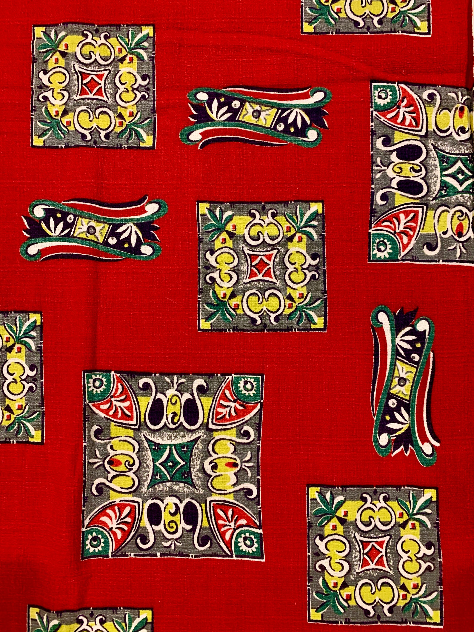 50s Mid Century Mod Atomic Tiki Barkcloth Fabric/ Eames Era - Etsy