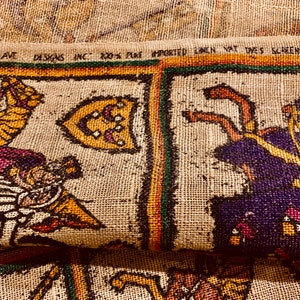 Vintage 1970s Linen Fabric/ Medieval Royalty Masterpiece/burlap Yardage ...
