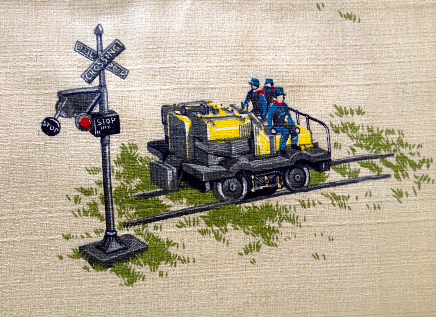 All Aboard// Fab Lionel Steam Engine Train Novelty Barkcloth// Mid ...