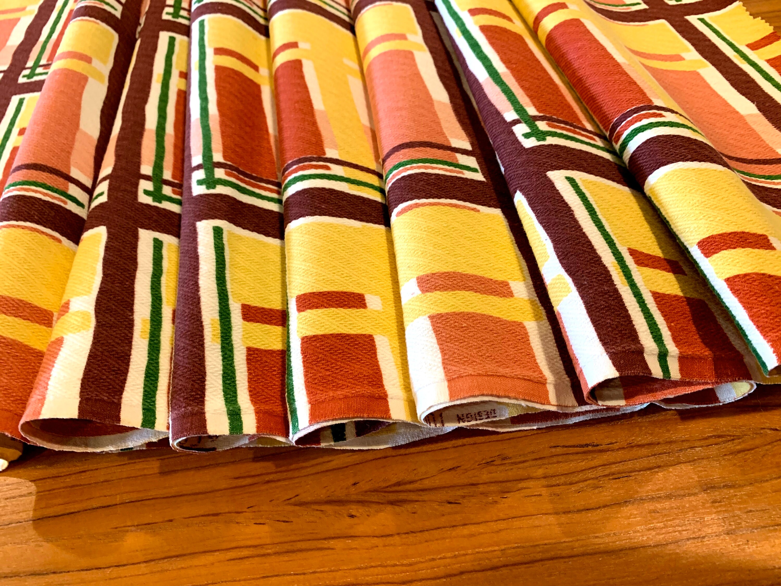 A Mid Century Mod take on a Colonial Plaid Design/ Vintage Barkcloth ...