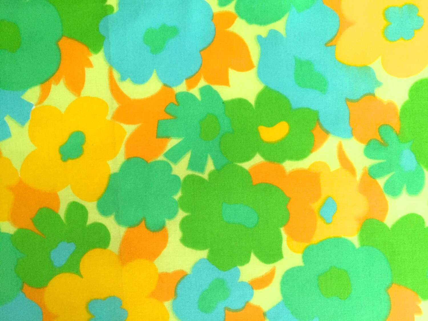 Whimsical Vintage 60s Flower Power Floral Hippie Fabric/ Cotton Yardage ...