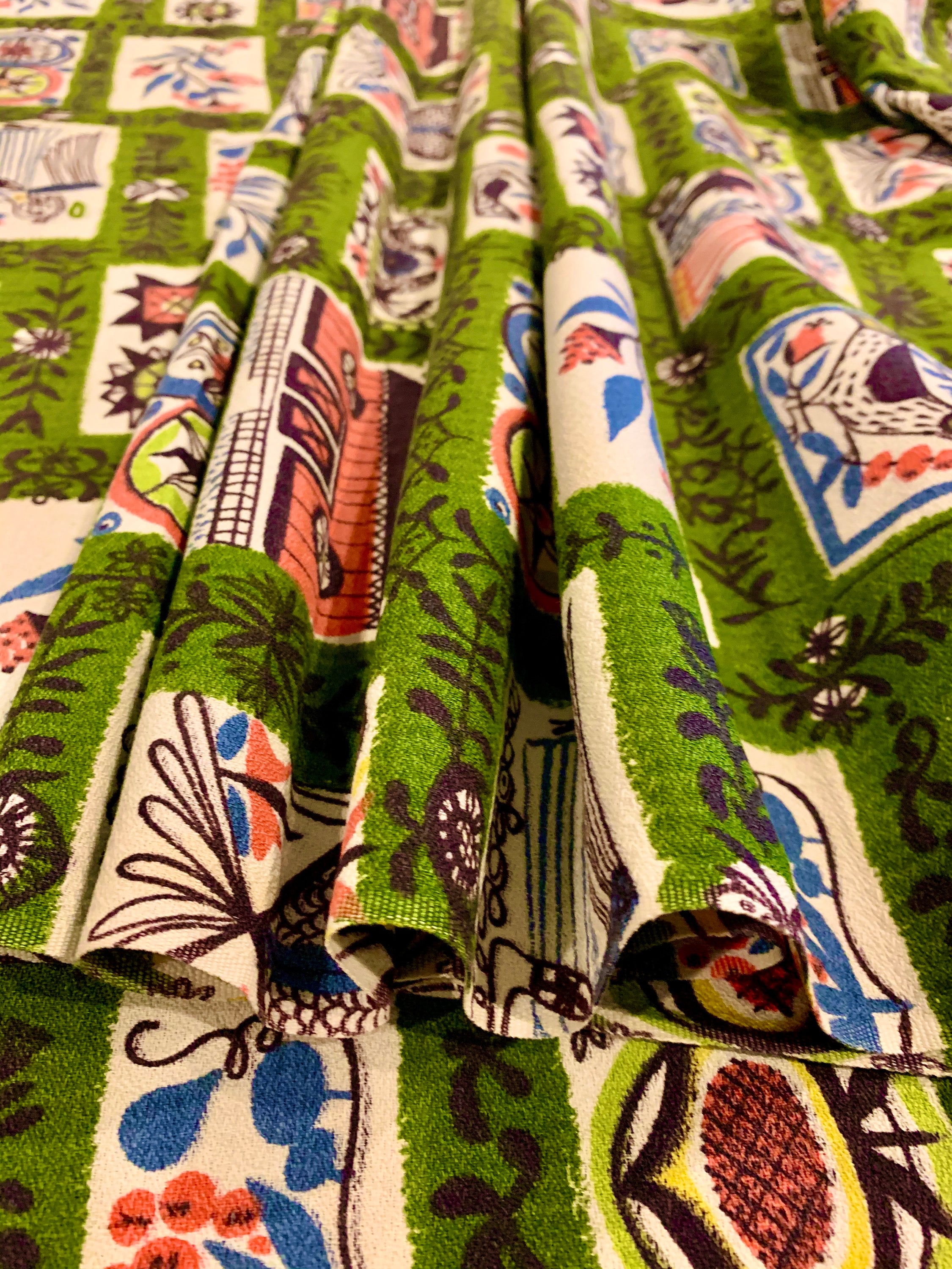 Fab 50s Barkcloth Fabric/ Scandinavian Folk Art meets Amish Butterprint ...