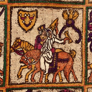 Vintage 1970s Linen Fabric/ Medieval Royalty Masterpiece/burlap Yardage ...