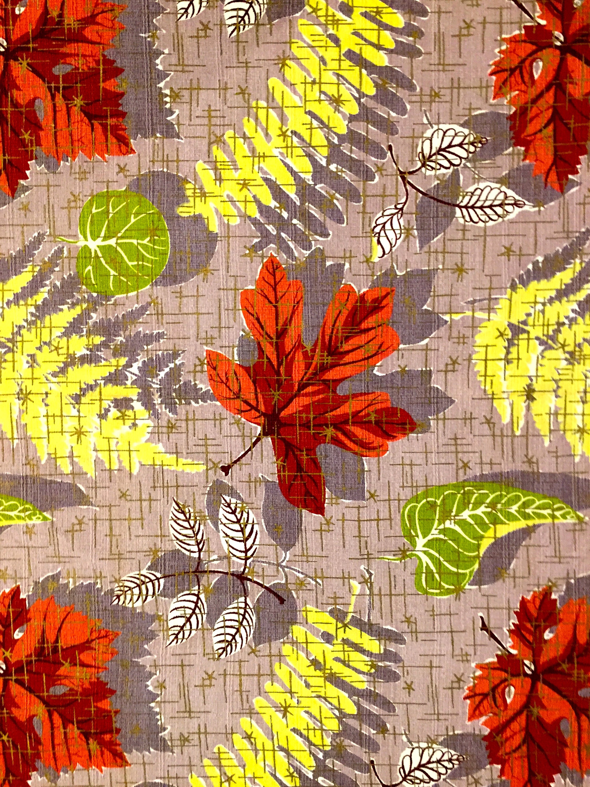 4 Denise only...Stunning MCM 50s Barkcloth Fabric with an Autumn Leaf ...